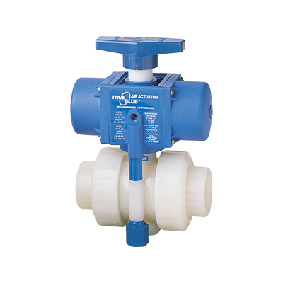 Plast-O-Matic 2" PVC True-Blue Ball Valve, Pneumatic Actuated with EPDM ...
