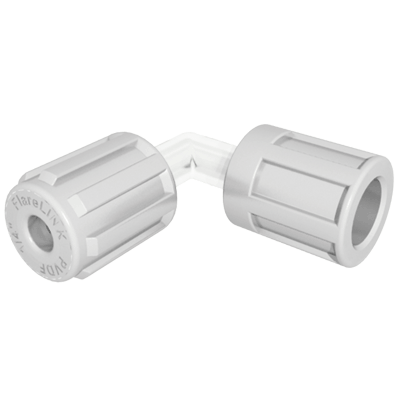 Fit-LINE UE816TN-1 1/2" x 1" TightFLARE™ Series White PFA 90° Union Elbow, Male Flare x Female ...