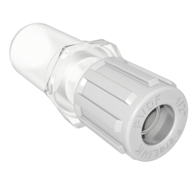 Fit-LINE WSC8P-12N-1 1/2" x 3/4" Clear PFA Weld Straight Connector, Pipe x Male Flare Ends, PVDF ...